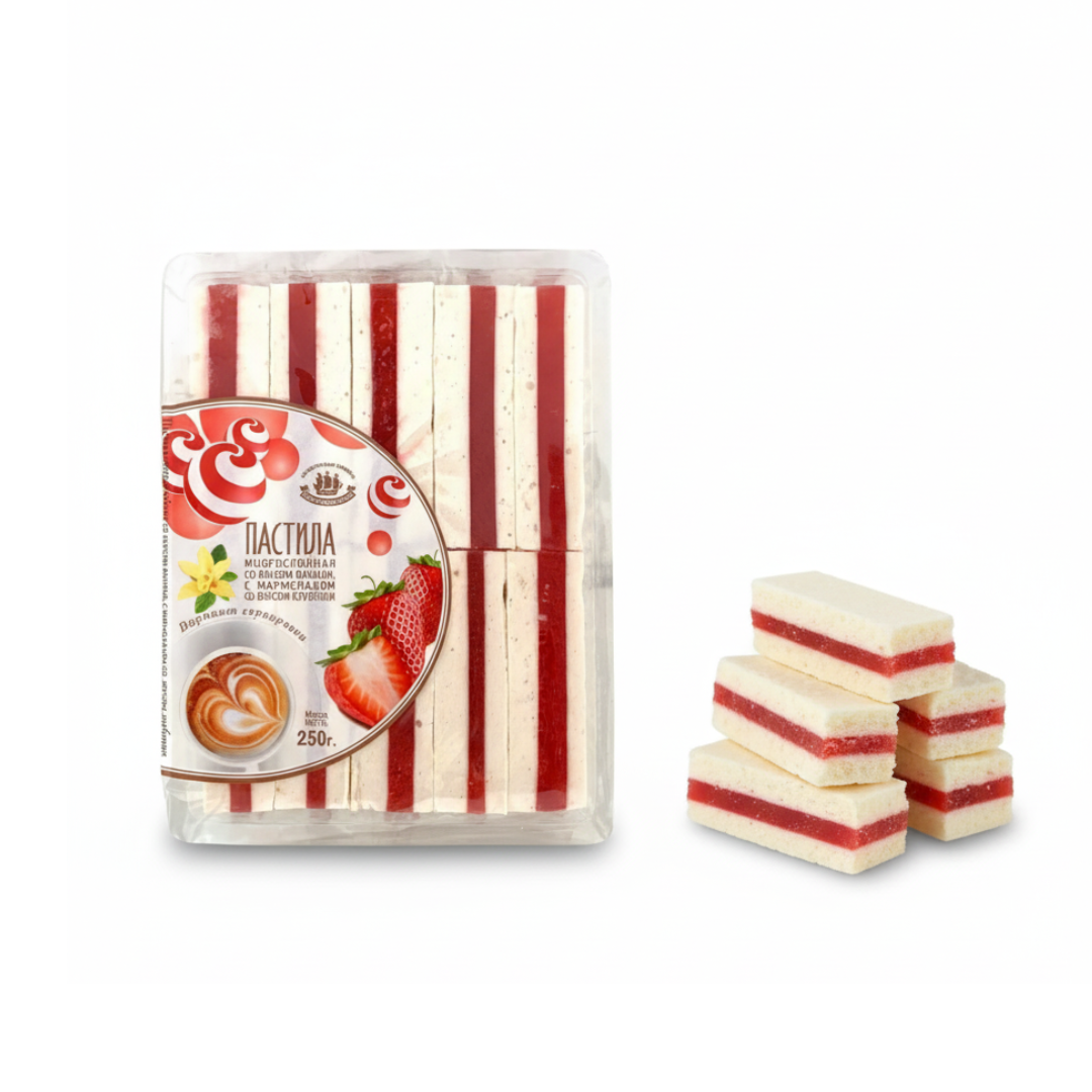 Layered Pastila with Vanilla Flavor & Strawberry Jelly, Kronshtadtskay ...