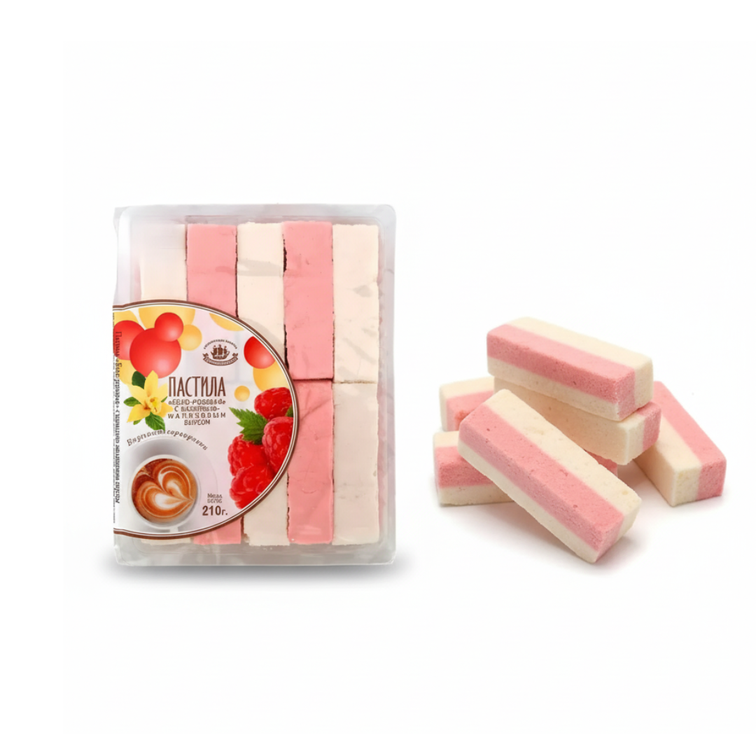 Pastila “White & Pink” Vanilla–Raspberry Flavor, Kronshtadtskaya Confe ...